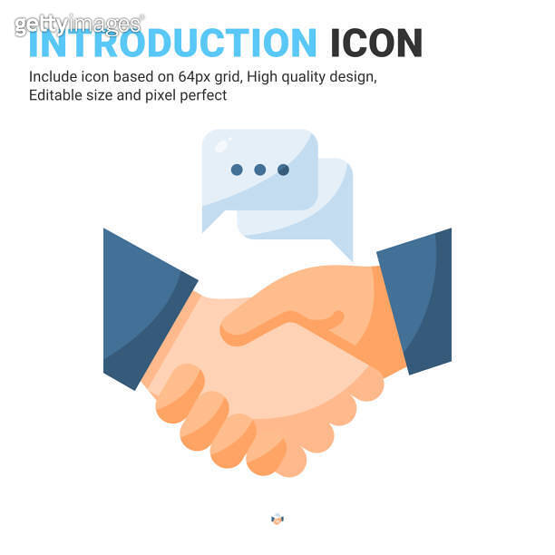 Introduction icon vector with flat color style isolated on white ...