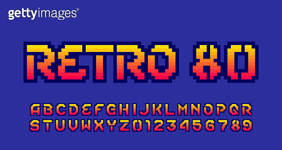 Retro 80 alphabet font. Pixel letters and numbers. 이미지 (1366367928 ...