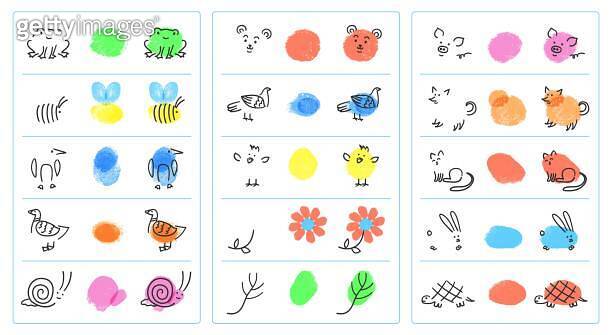 Easy fingerprint animals for kids, finger paint art game. Painting with ...