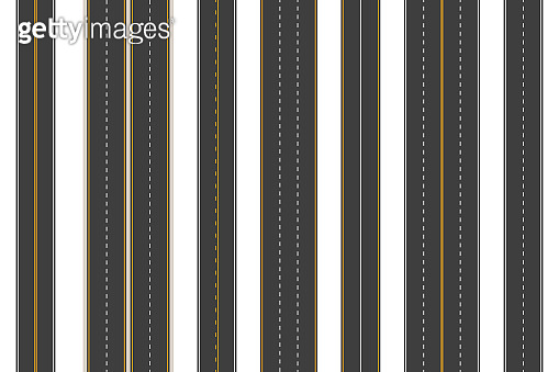 Road lane top view. Asphalt highway with various lines and white ...