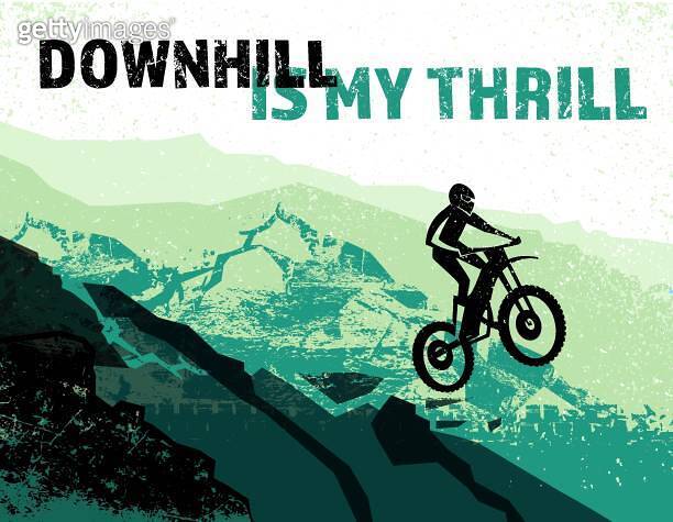 Downhill is my thrill. Landscape poster. Vector illustration 이미지 ...