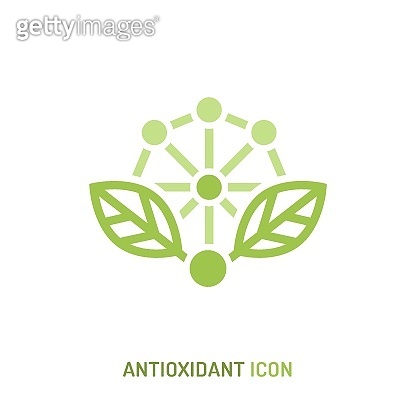 Antioxidant icon. Health benefits molecule,. Vector isolated ...