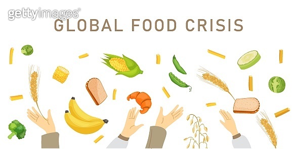 Food crisis, inflation, hunger background. Isolated vector illustration ...