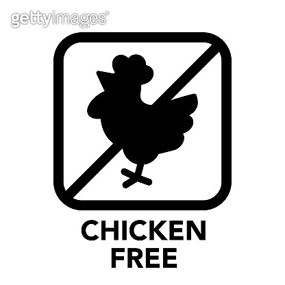 Square frame chicken free icon, one of the food allergy icons set ...
