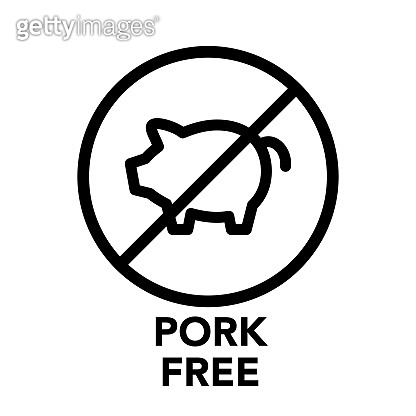 Round frame pork free icon, one of the food allergy icons set ...