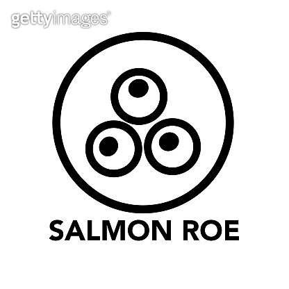 Round frame salmon roe icon, one of the food allergy icons set ...