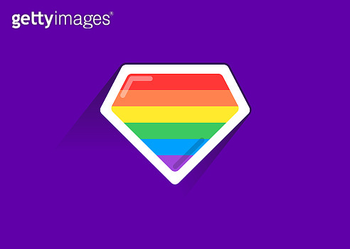 LGBT superhero shield icon. LGBT pride flag in vector format. Rainbow ...