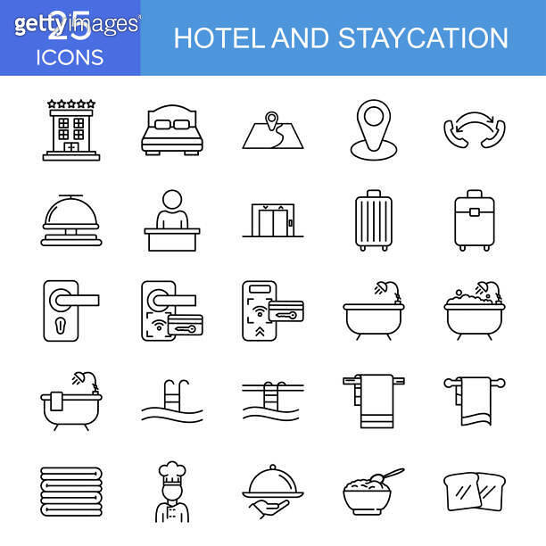 Hotel, Resort Icon Set, Icons Collection Logo Design Vector Template ...