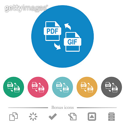 PDF GIF file conversion flat round icons 이미지 (1396615748) - 게티이미지뱅크