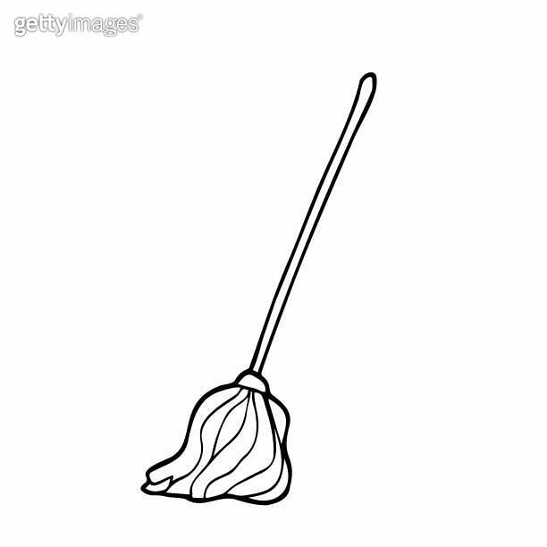 Doodle vector hand drawn wet rope mop. Household supplies, cleaning ...
