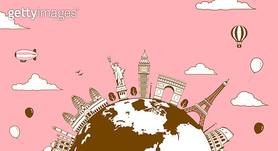 Travel, vacation, sightseeing banner vector illustration ( world famous ...