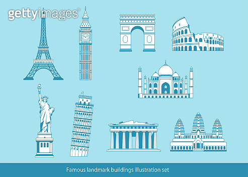 World famous buildings vector illustration set ( world heritage ...