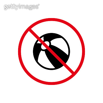 No Play Beach Ball Black Silhouette Icon. Forbid Inflatable Beachball ...