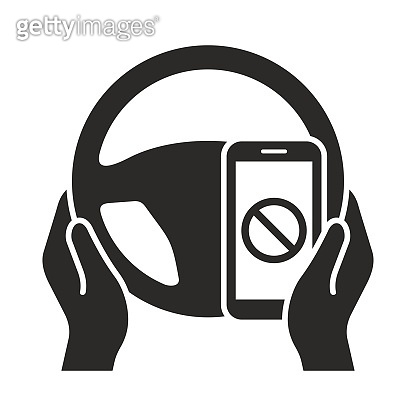 Steering wheel icon. Driver. Driving car. No texting while driving ...