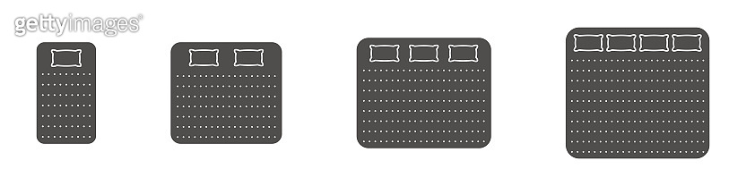 Mattress and Bed Size Dimension Black Silhouette Icon Set. Bed Length ...