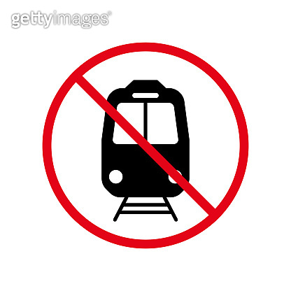 No Train Black Silhouette Ban Icon. Railway Transport Forbidden ...