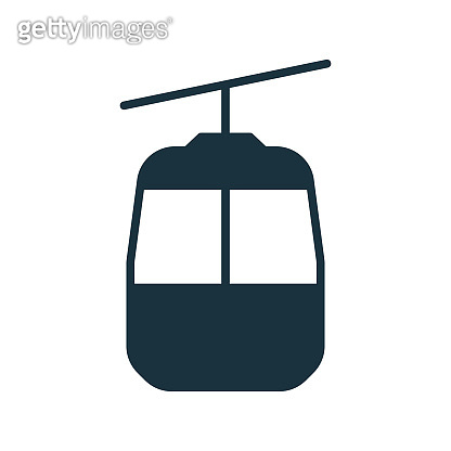 Cable Car for Mountain Ski Silhouette Icon. Gondola, Funicular ...