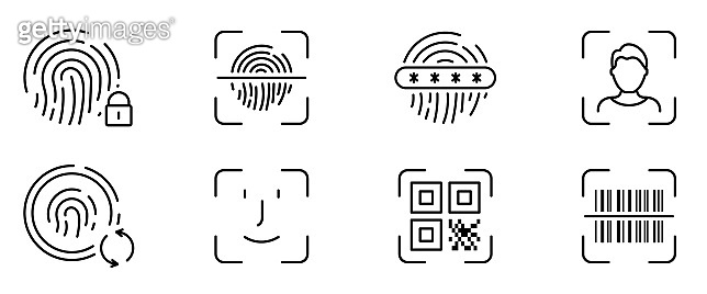Biometric Identification Line Icon. Finger Print Verification Pictogram ...