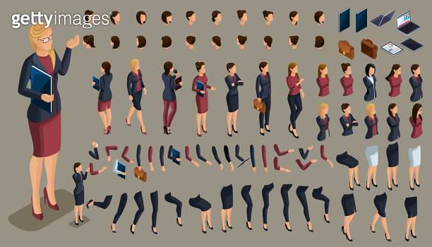 Create your own isometric office worker 3D business lady. Create person ...