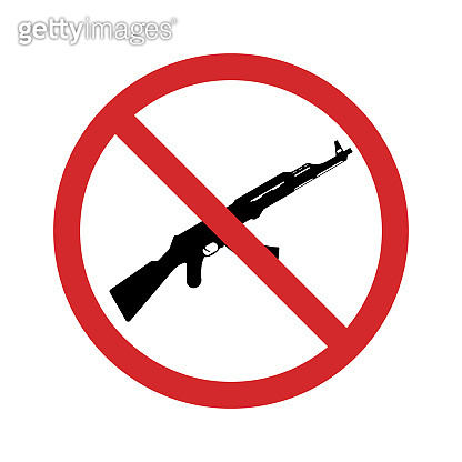 Ak47 Silhouette Red Stop Symbol. Kalashnikov Assault Rifle Ban Sign. No ...