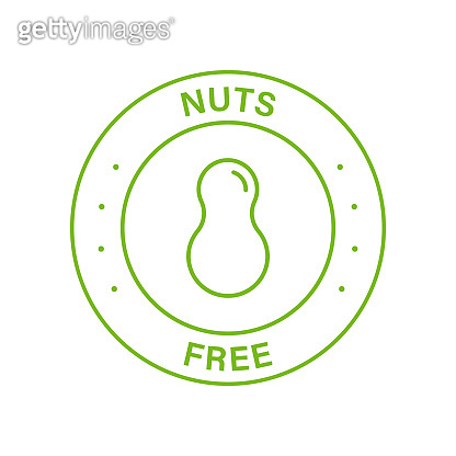 Free Nut Green Circle Stamp. Avoid Food Allergy on Peanut Line Icon ...