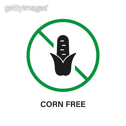 Corn Free Silhouette Black Icon. Cob Maize Allergy Ingredient Green ...
