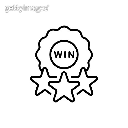 Win Jackpot Lucky Black Line Icon. Roulette Victory Game Prize Gamble ...