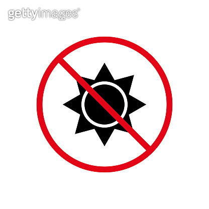 Sunlight Ban Black Silhouette Icon. Forbidden Summer Sun Light ...