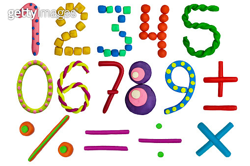 set of 3d plasticine math examples for kids. mathematics for children ...