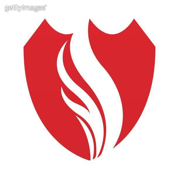 Fire shield logo design element. Fire warning sign shield. Fire flame ...