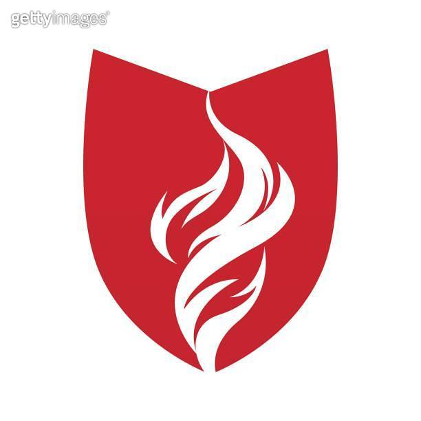 Fire shield logo design element. Fire warning sign shield. Fire flame ...