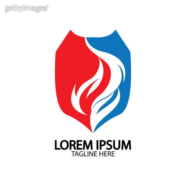 Fire shield logo design element. Fire warning sign shield. Fire flame ...