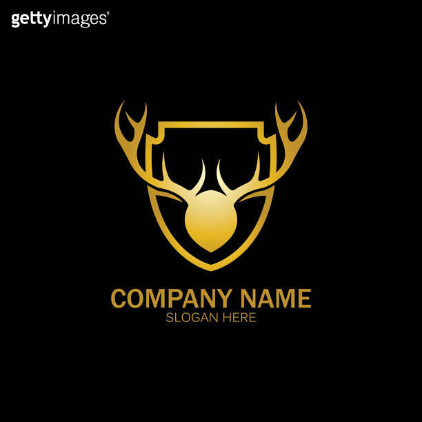 Creative Deer Golden Shield Logo Design Symbol Vector Illustration. 이미지 ...