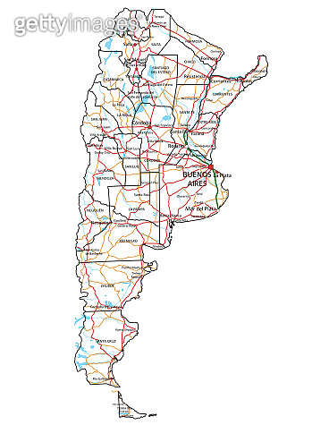 Argentina road and highway map. Vector illustration. 이미지 (1368165382 ...