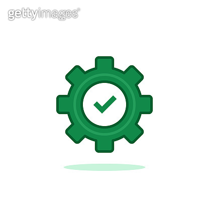 green gear with check mark like execution icon (1392318459) 일러스트, 무료 ...
