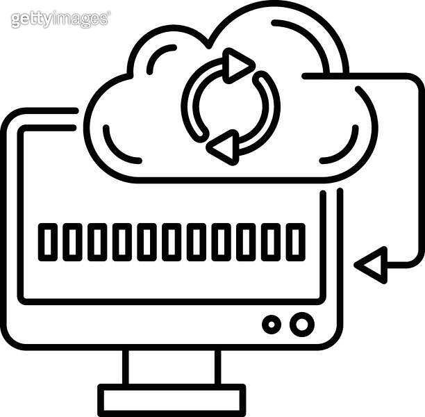 Data Sync in Progress with Remote Server Concept, automated data synchronization Vector Icon ...
