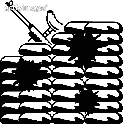 Sandbag Wall Concept, foxhole vector icon design, Shooting sport symbol ...