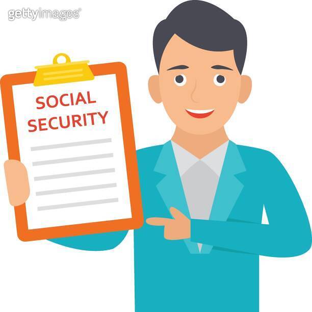Business man holding Social Security Board Concept, Vector Icon Design ...