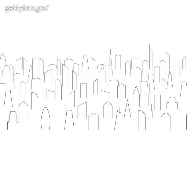 Outlines of skyscraper buildings, in perspective 이미지 (1374486902) - 게티이미지뱅크