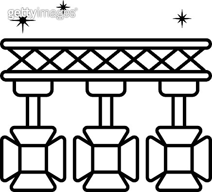 Stage Floodlights Concept, three in line Ellipsoidal Spotlight vector ...