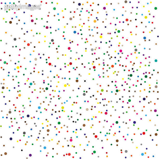 Background and pattern of colored dots and polka dots on a white ...