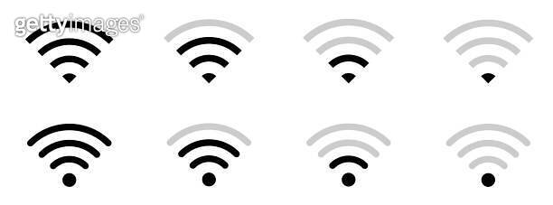 WiFi icon set. Wireless internet symbol. Different black wifi icon set ...