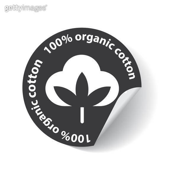 Natural organic cotton, liner labels and badges - vector, round icon ...
