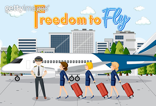 Freedom to fly typography design with aircrew characters (1372488921 ...