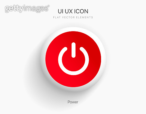 Flat style circle start icon and power button. Shut down symbol. On off ...