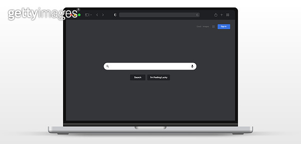Web browser, internet browser search engine with 3d realistic laptop ...