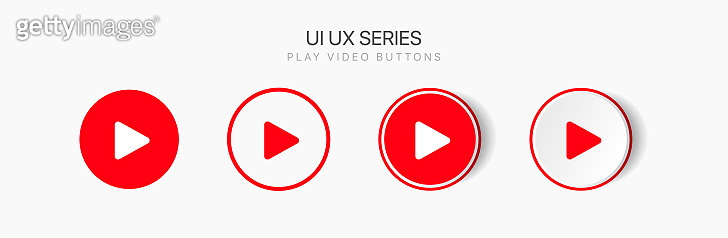 Flat style red play button icon. Start sign. Play music or sound vector ...