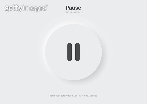 3d pause icon push button isolated on white background. Multimedia ...