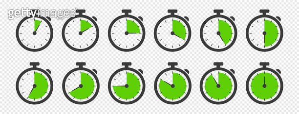 Timekeeper Timer Clock Stopwatch Isolated Icons Set With Different Time Countdown Timer