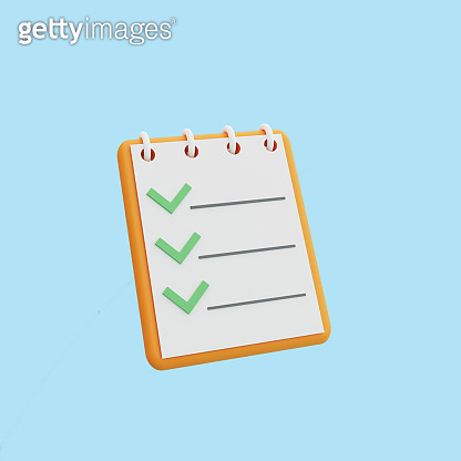 To do list icon. A notebook with a completed to-do list. 3D rendering 이미지 (1431919783) - 게티이미지뱅크